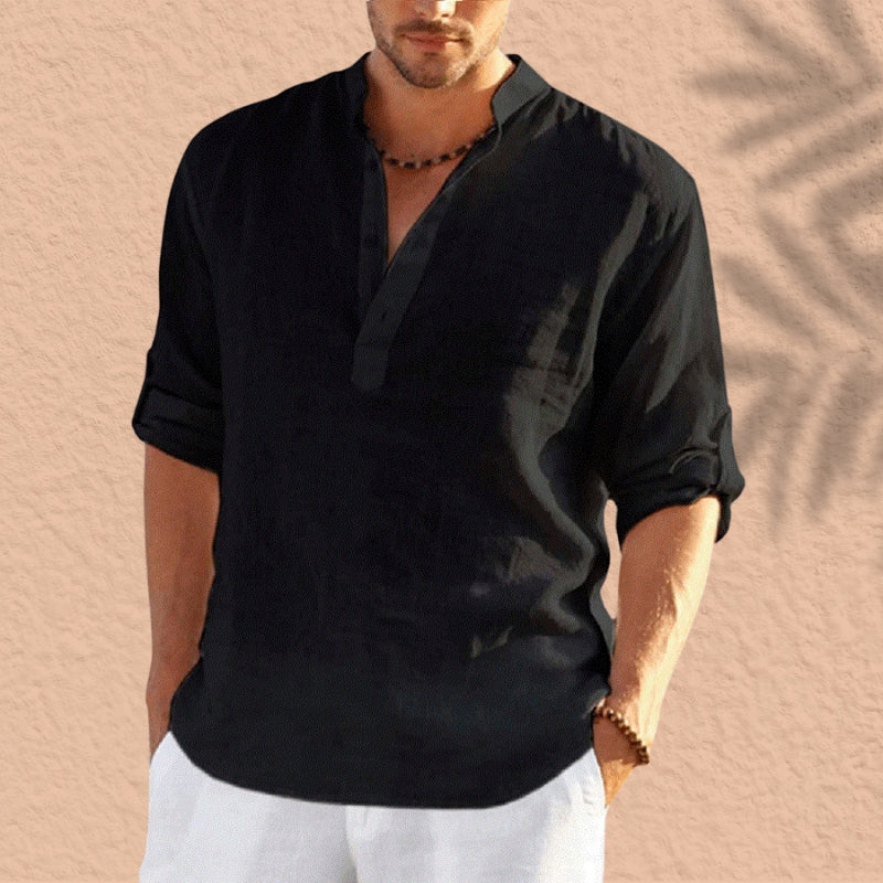 Abdeslam - Cămașă Casual Din In Cu Mâneci Lungi – Albescu-Sibiu